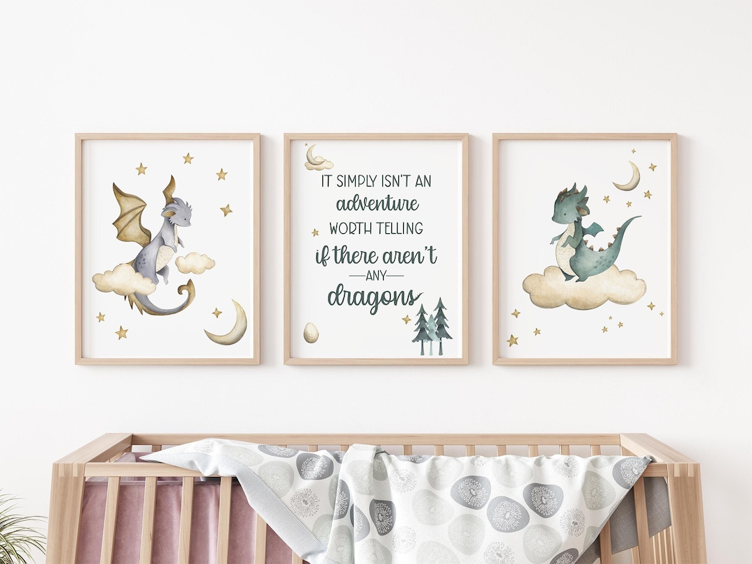Dragon Nursery Wall Art Poster, Dragon Nursery Decor, Dragon Posters ...