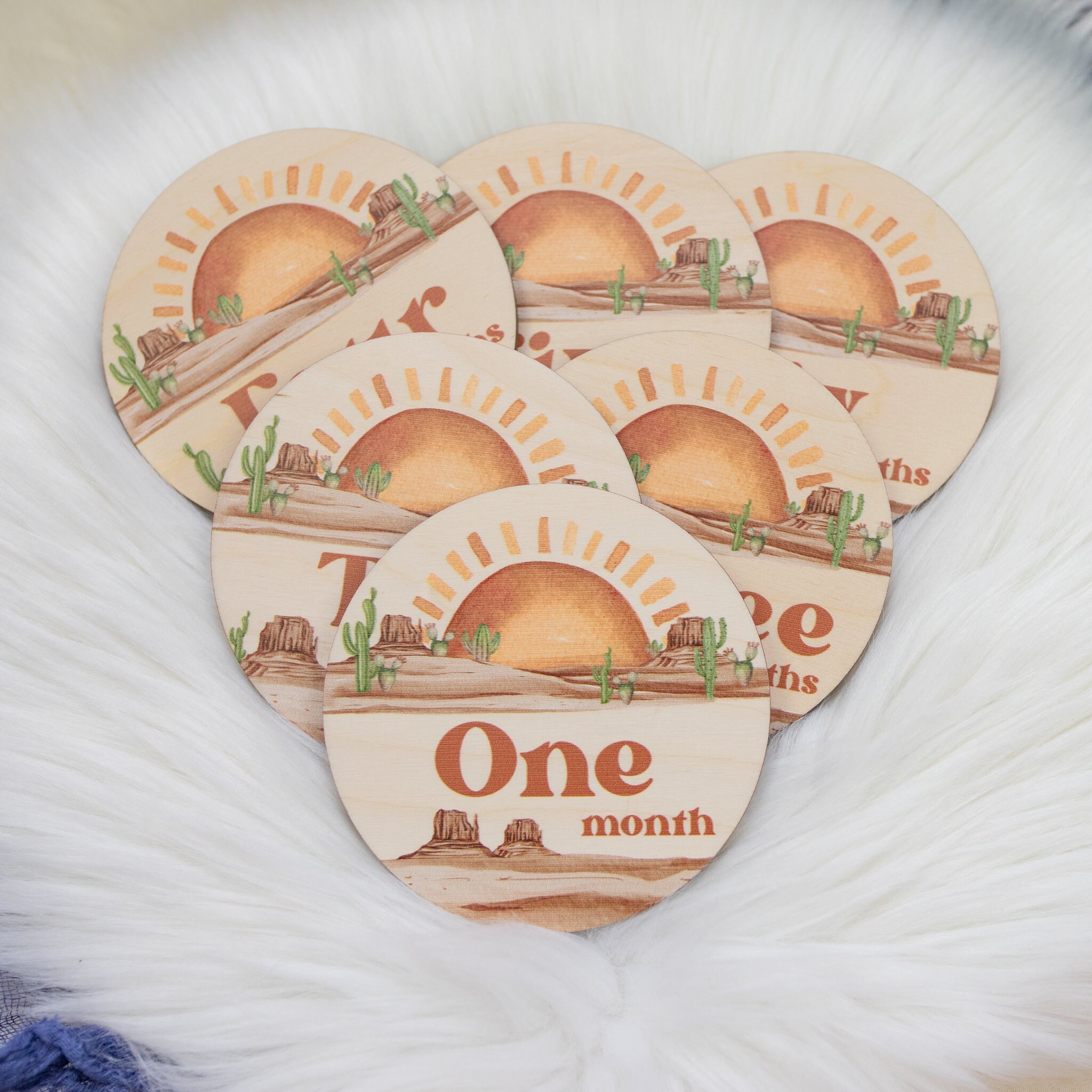 Desert Mountain Milestone Cards, Desert Sun Milestone Cards, Wood ...