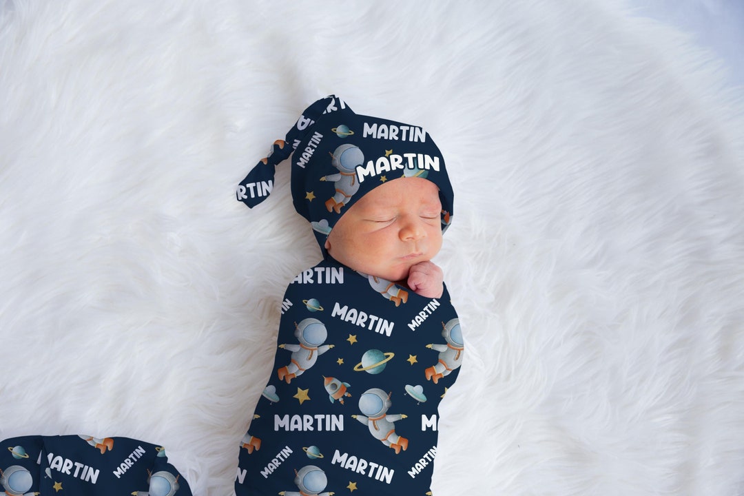 Boy Rocket Outer Space Swaddle Blanket, Personalized Galaxy Baby ...