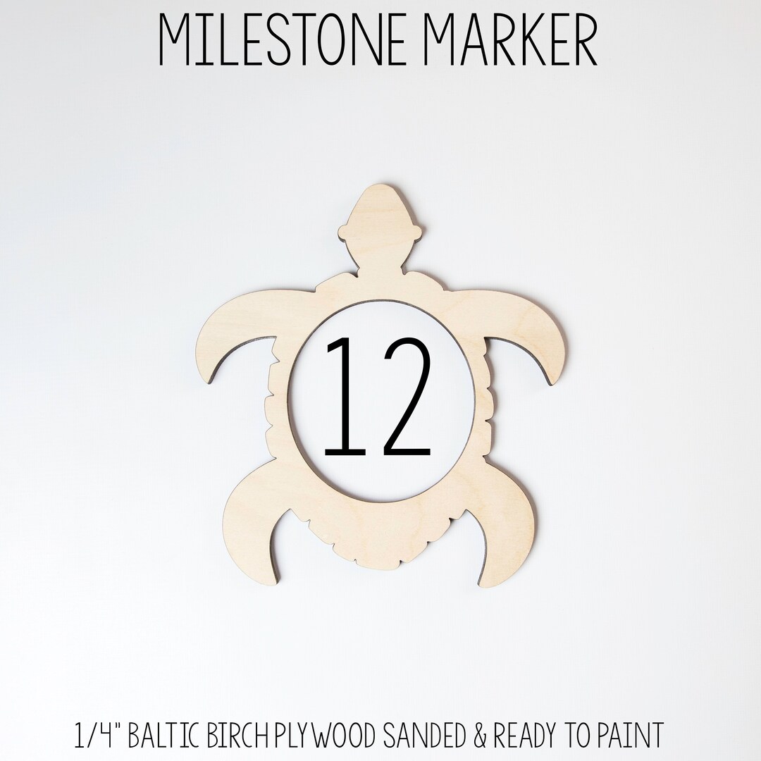 Turtle Milestone Marker, Baby Milestone Blanket Marker, Baltic Birch ...