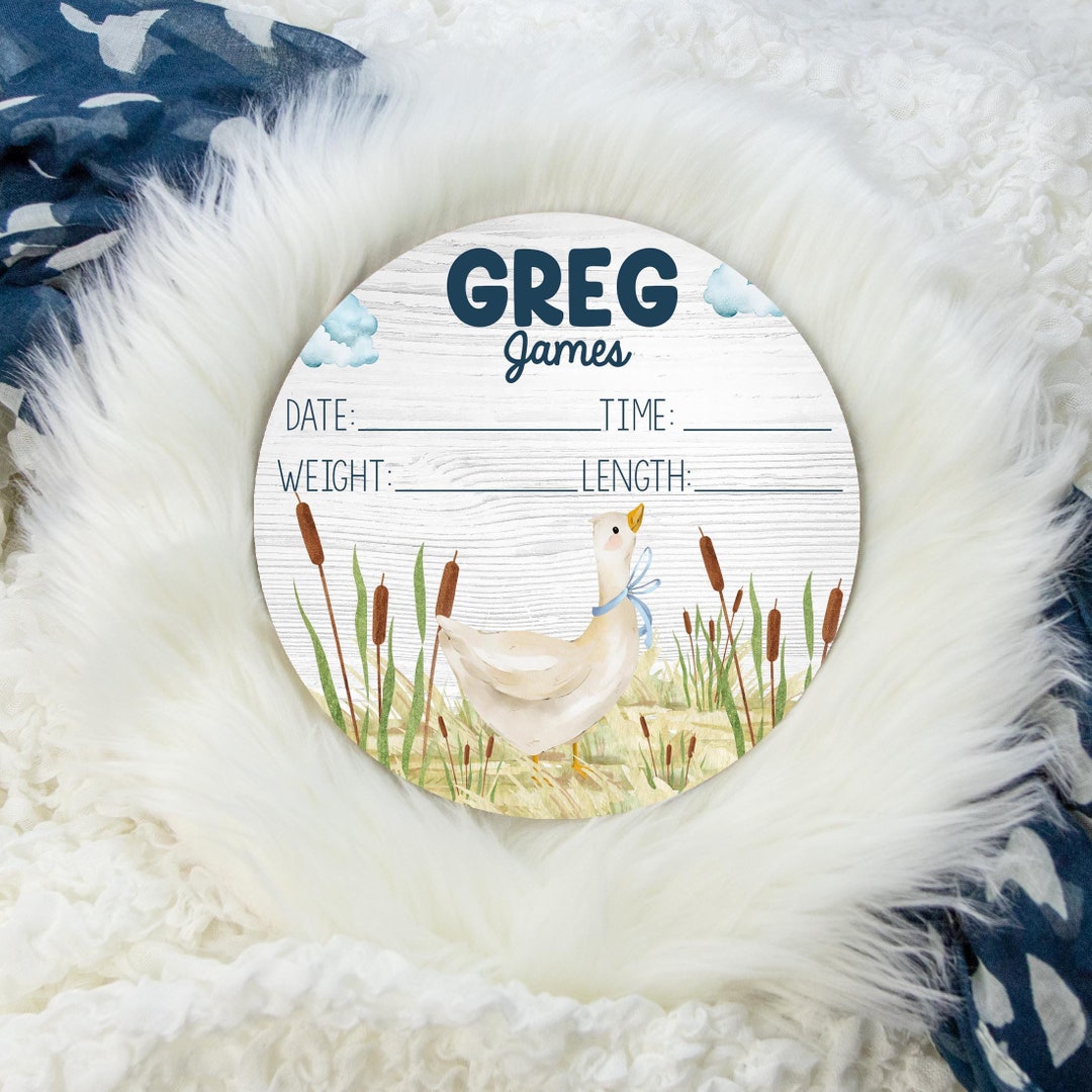 Goose Birth Stat Sign, Goose Birth Stat Sign, Round Wood Birth Stat ...