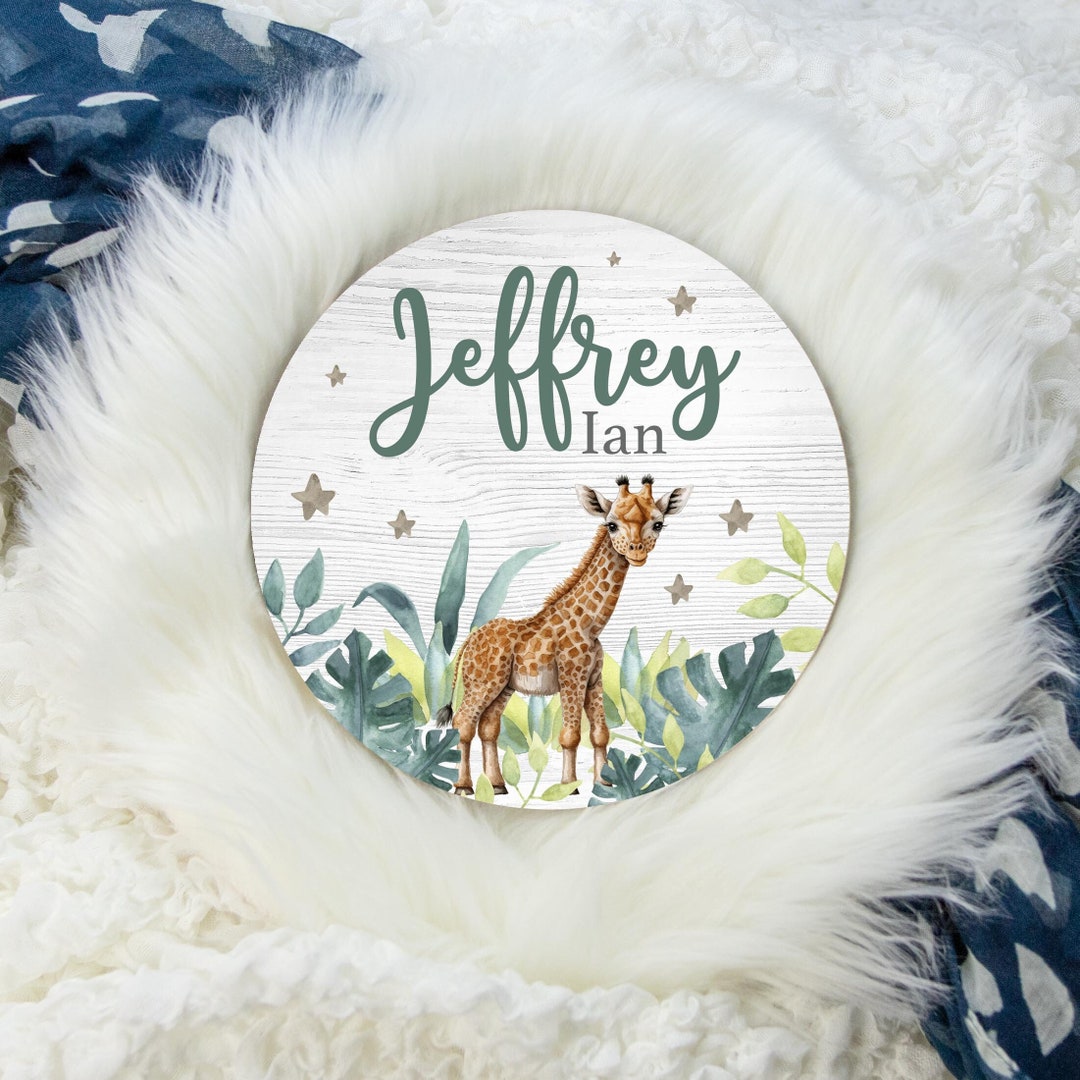 Giraffe Round Wood Name Sign, Giraffe Baby Sign, Round Wood Baby Name ...