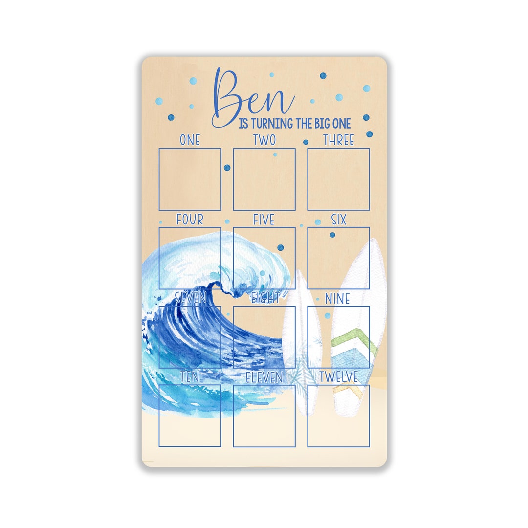 Ocean Wave One Year Of, First Birthday Sign, Birthday Photo Board, Wood ...