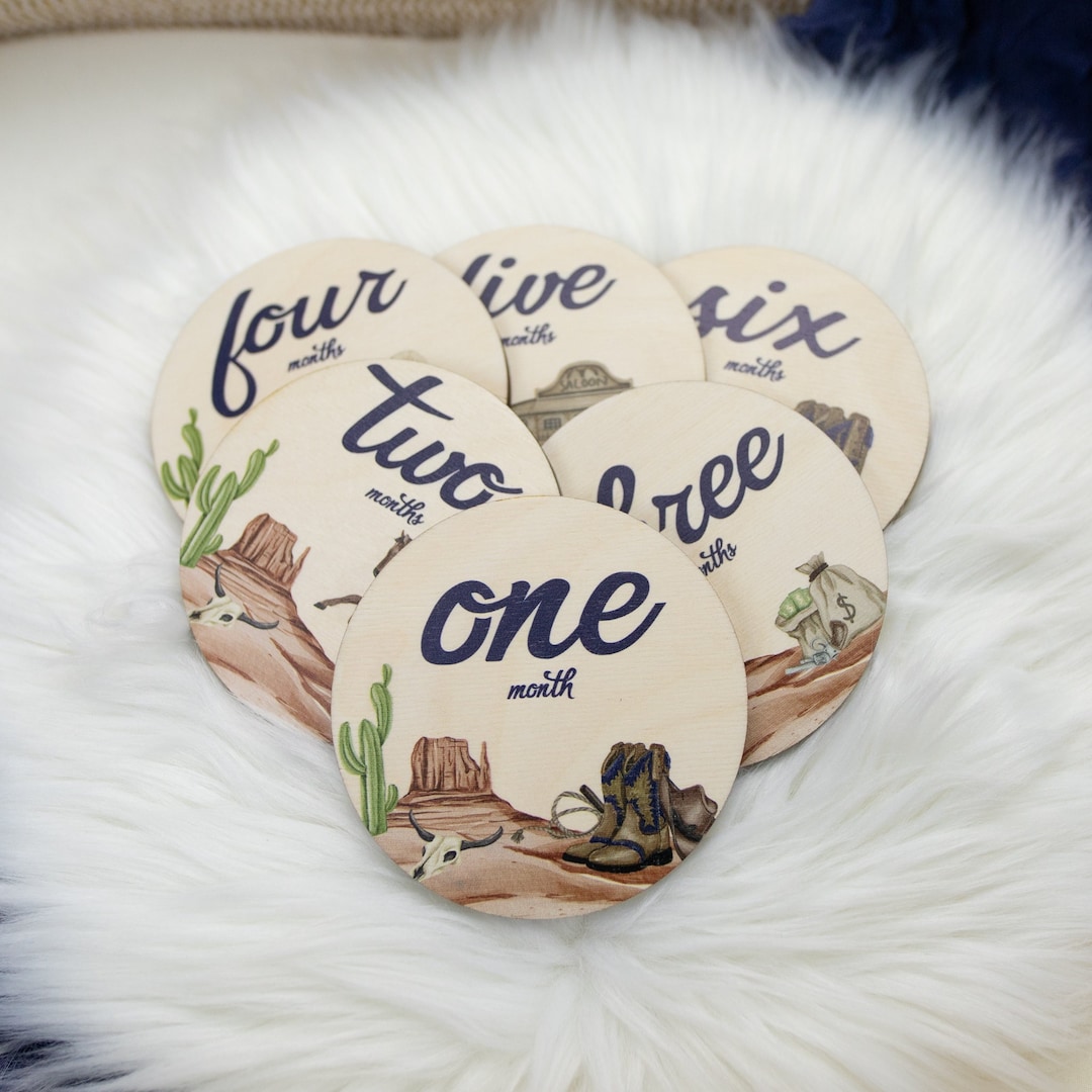 Western Milestone Cards, Cowboy Milestone Cards, Wood Milestone Card ...