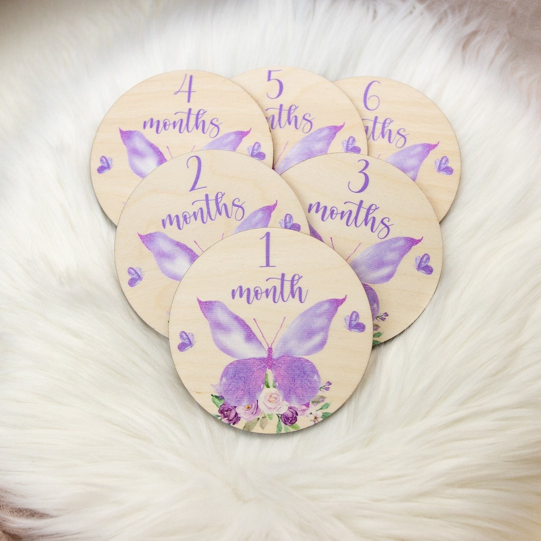 Butterfly Milestone Cards, Baby Milestone Butterfly Discs Marker, Wood ...