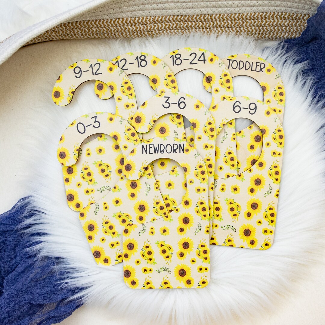 Sunflower Floral Clothing Dividers, Floral Baby Clothing Divider, Wood ...