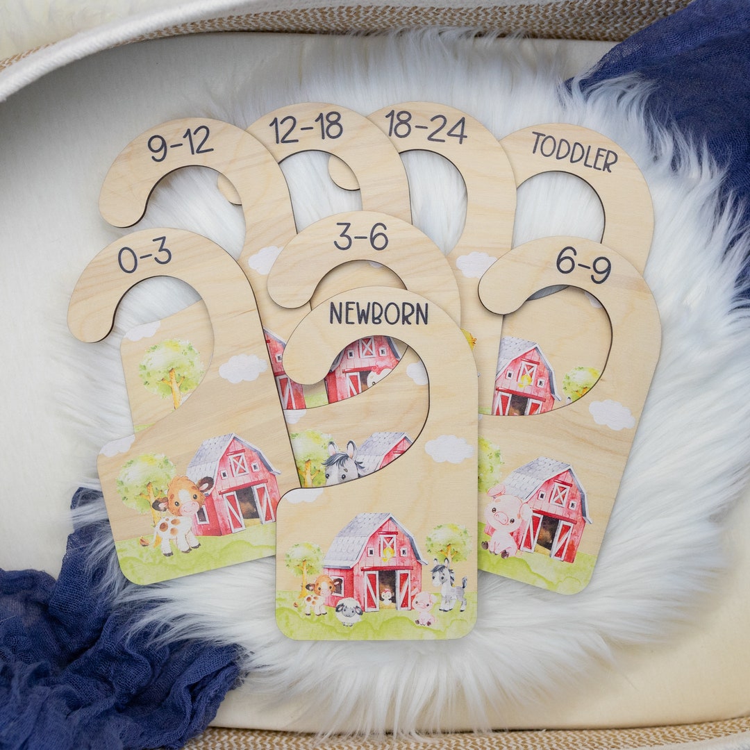 Farm Clothing Dividers, Farm Animals Baby Clothing Divider, Wood ...