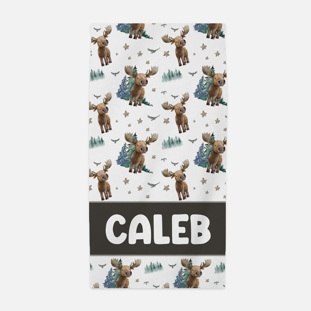 Moose Beach Towel, Personalized Beach Towel, Kids Beach Towel, Child ...