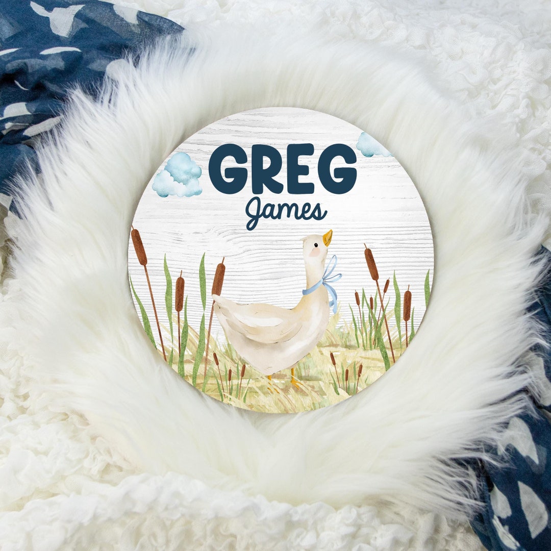 Goose Name Sign, Round Wood Name Sign, Wood Baby Name Sign, Gosling ...