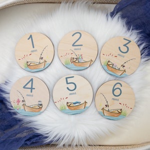 Fishing Milestone Cards, Baby Milestone Fishing Marker, Wood Milestone ...