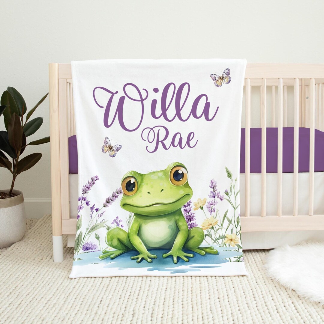 Frog Nursery Baby Blanket, Girl Frog Baby Blanket, Frog Blanket, Frog ...