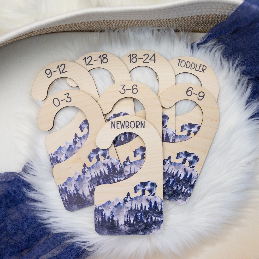 Mountain Bear Clothing Dividers, Mountains Baby Clothing Divider, Wood ...