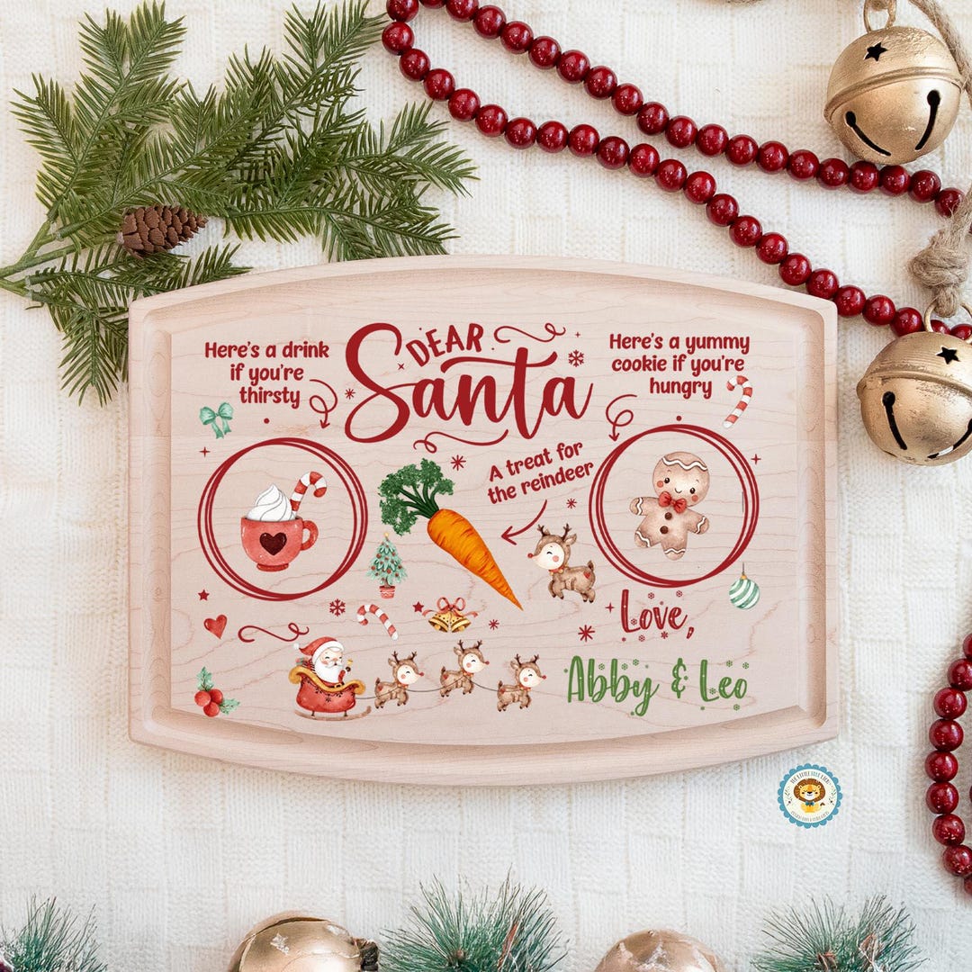 Wooden Santa Milk and Cookie Tray, Personalized Santa Cookie Tray ...
