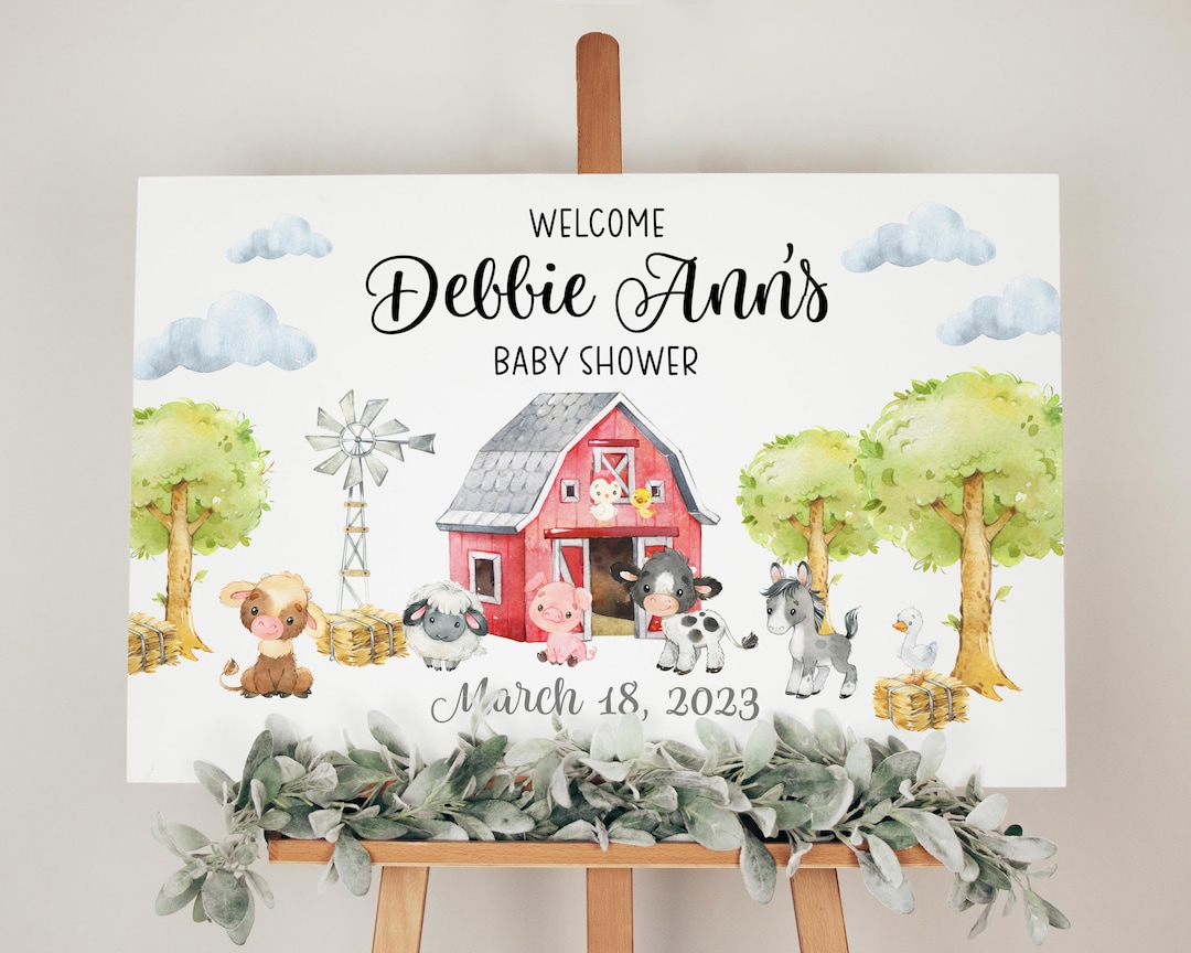 Farm Baby Shower Welcome Sign, Personalized Baby Shower Poster, Farm ...
