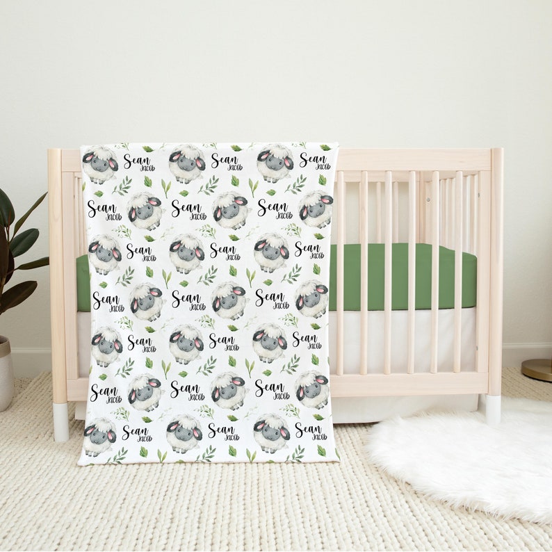 Sheep Swaddle Set, Lamb Baby Blanket, Personalized Farm Baby Blanket ...