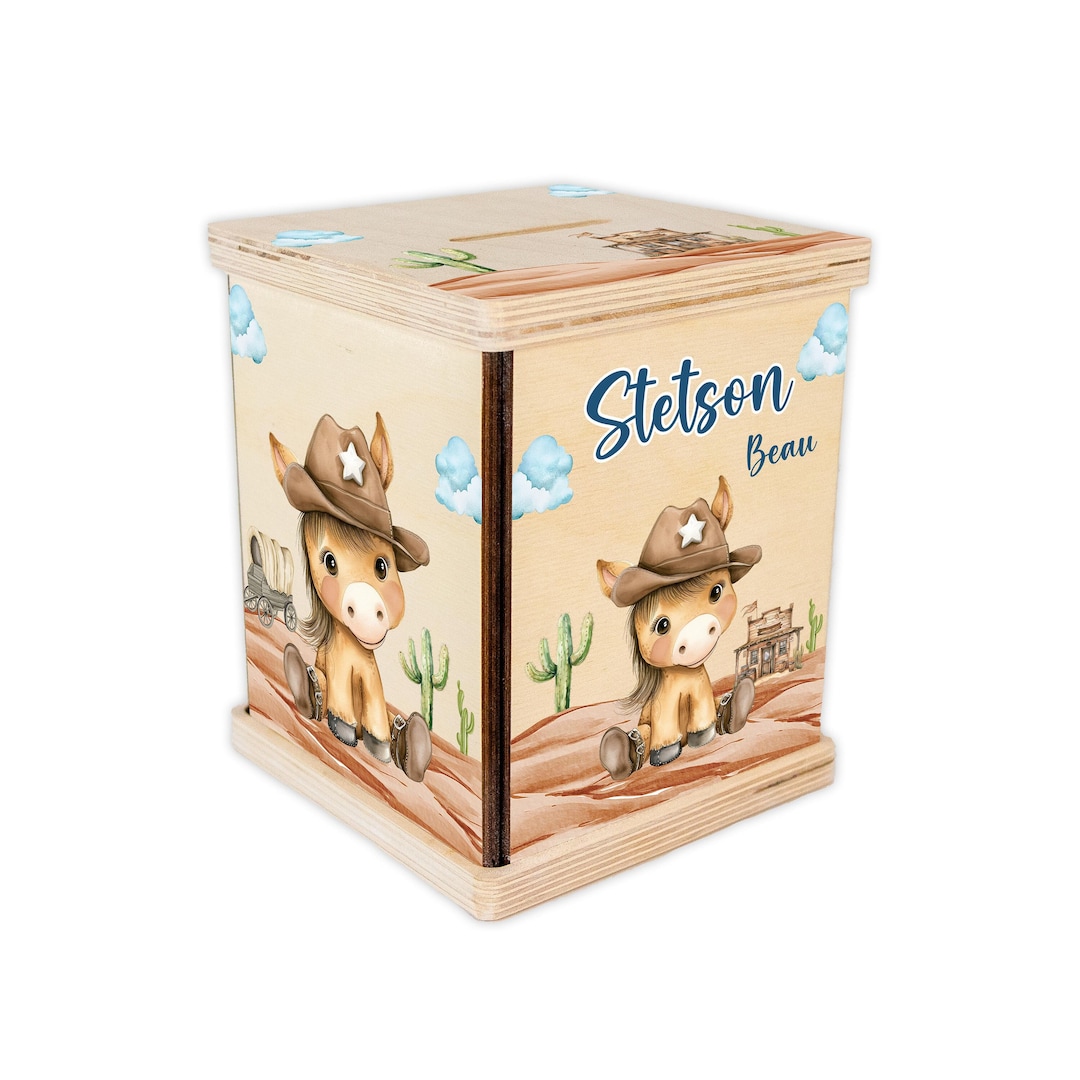 Cowboy Piggy Bank, Western Nursery, Baby Boy Gift, Personalized Piggy ...