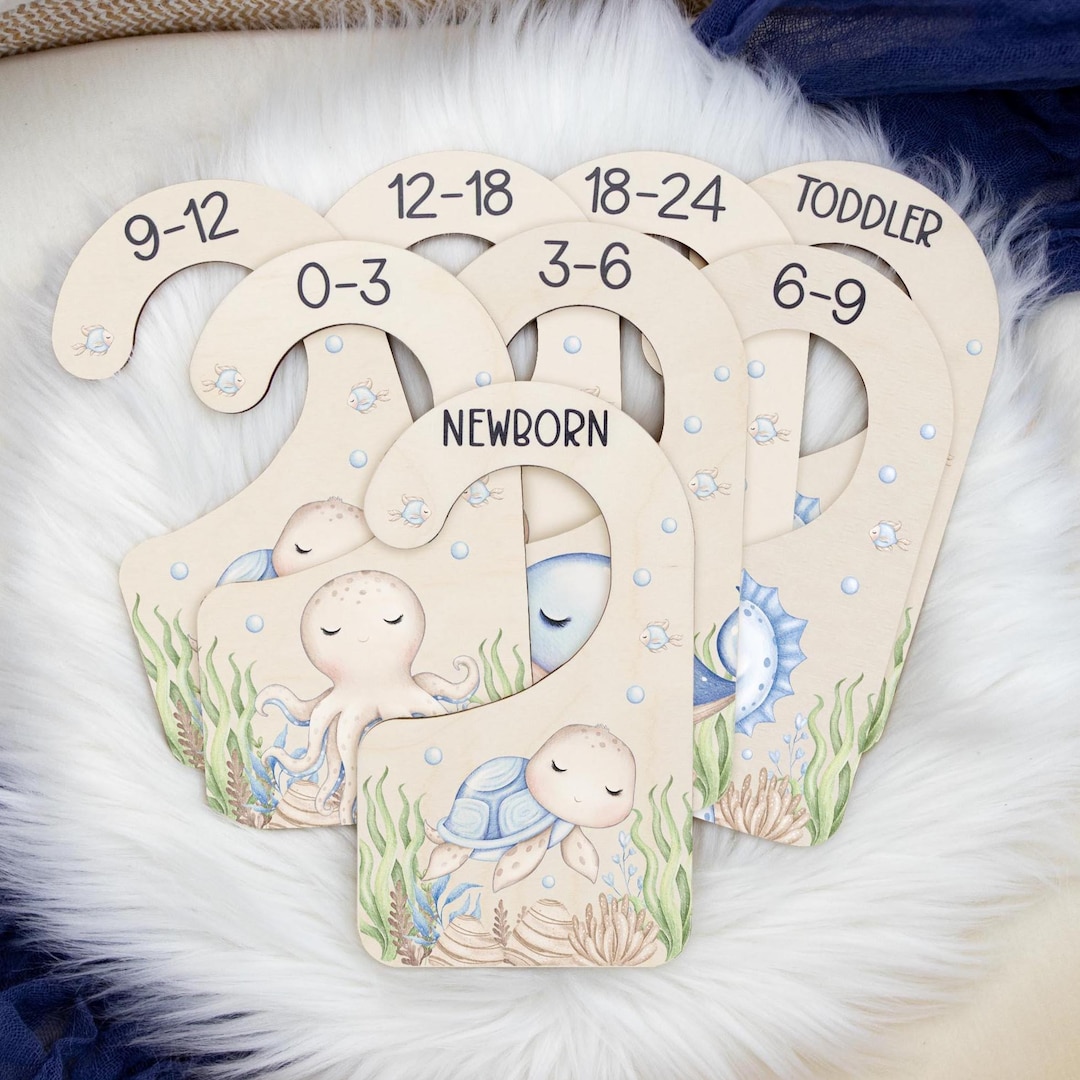 Turtle Clothing Dividers, Ocean Life Baby Clothing Divider, Wood ...