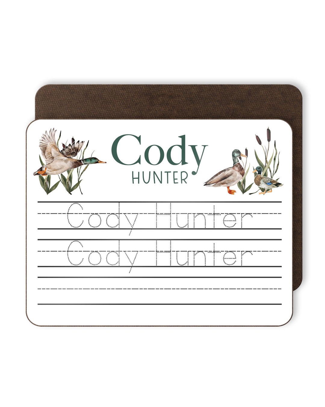 Mallard Duck Personalized Tracing Board, Name Dry Erase Tracing Board ...