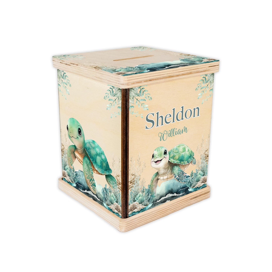 Turtle Piggy Bank, Turtle Nursery, Baby Boy Gift, Personalized Piggy ...