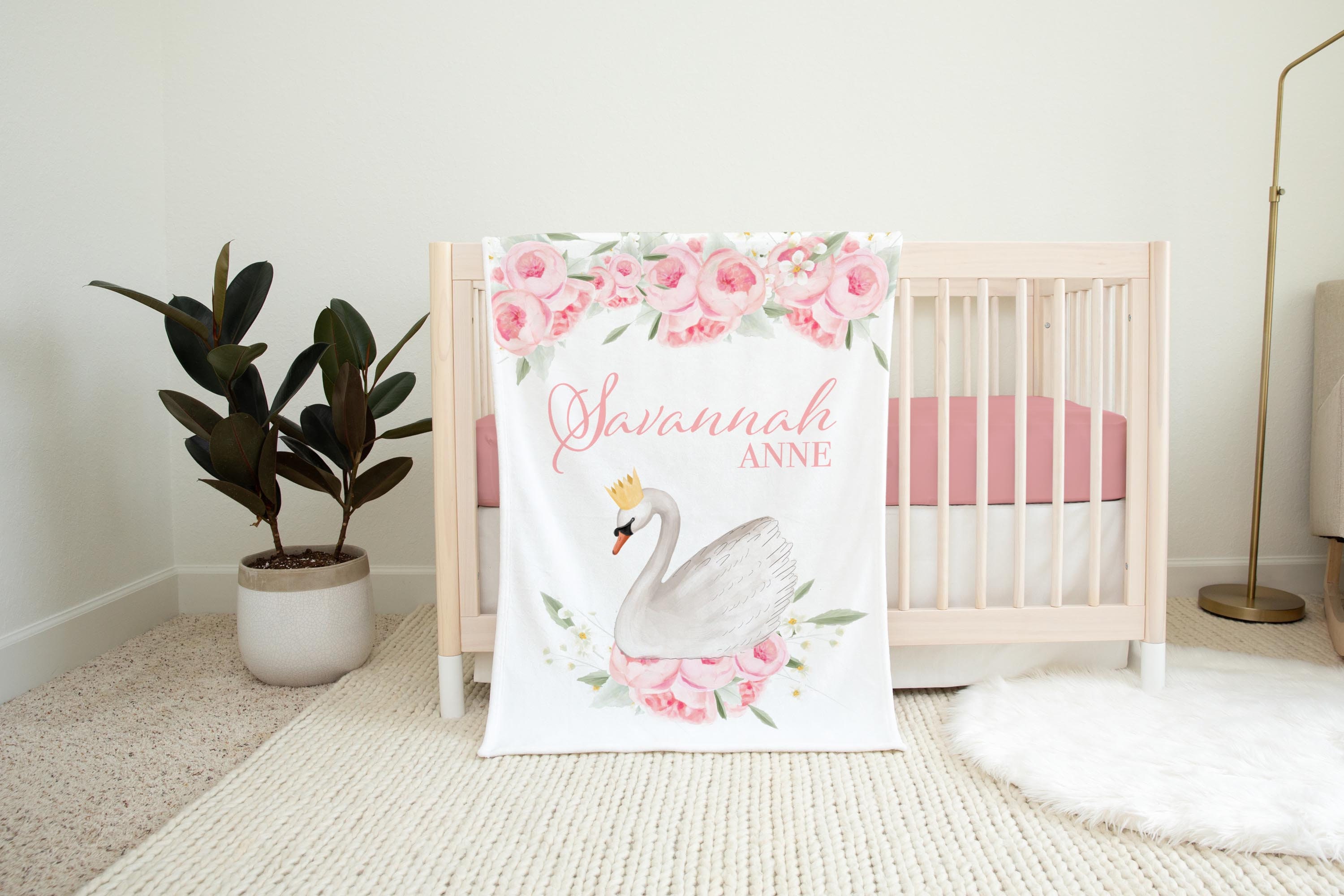 Swan Princess Nursery Baby Blanket, Swan Girl Baby Blanket, Swan ...