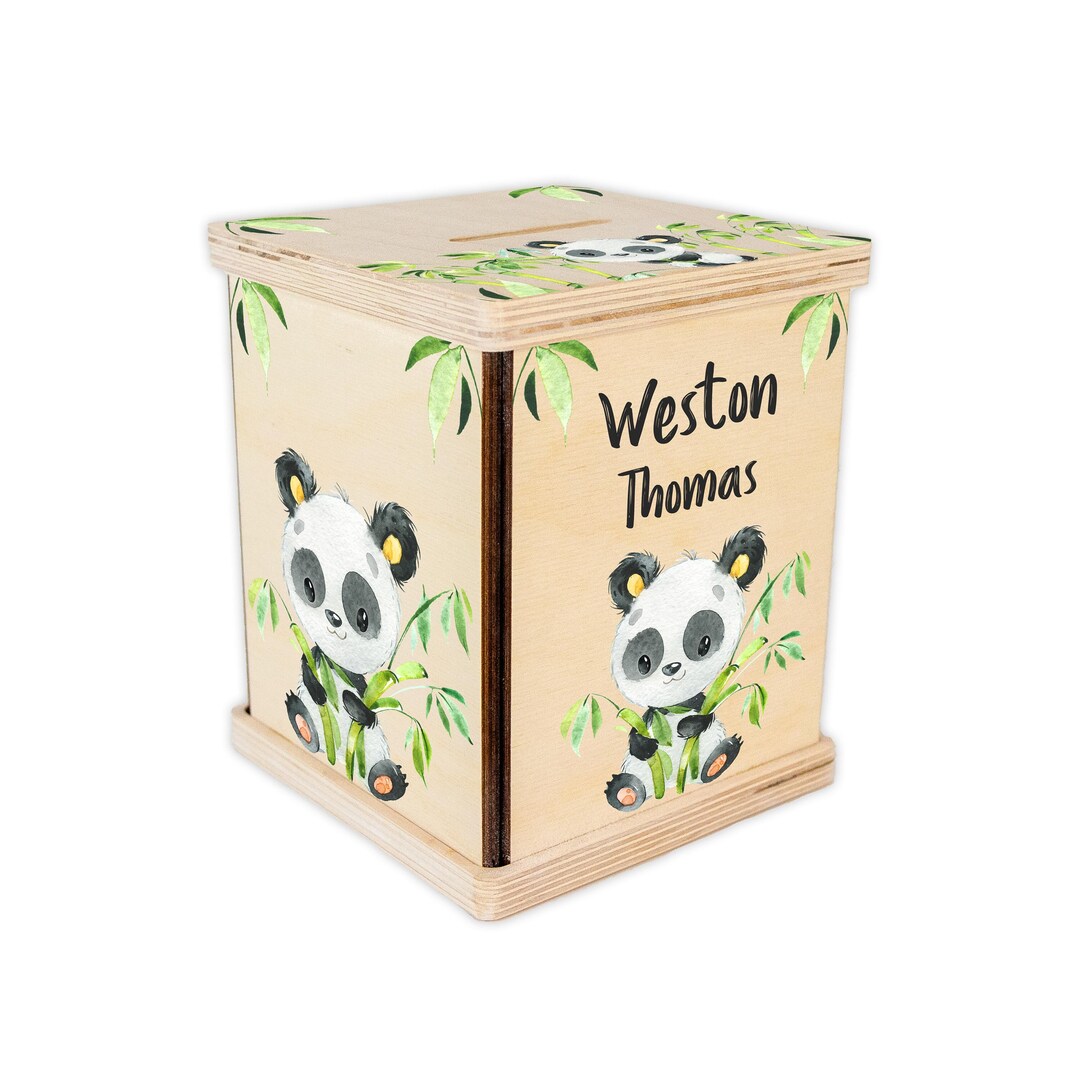 Panda Piggy Bank, Panda Nursery, Baby Boy Gift, Personalized Piggy Bank ...