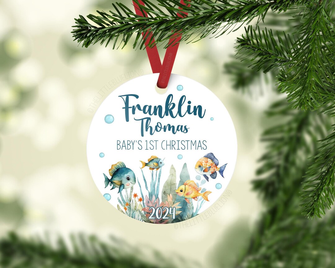 Tropical Fish Baby First Christmas Ornament, Personalized Baby ...