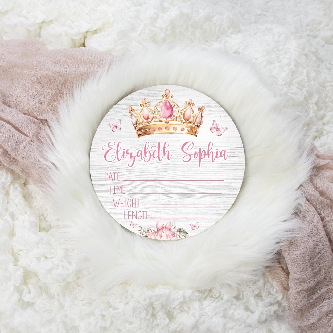 Princess Birth Stat Sign, Birth Stat Sign, Round Wood Birth Stat Sign ...