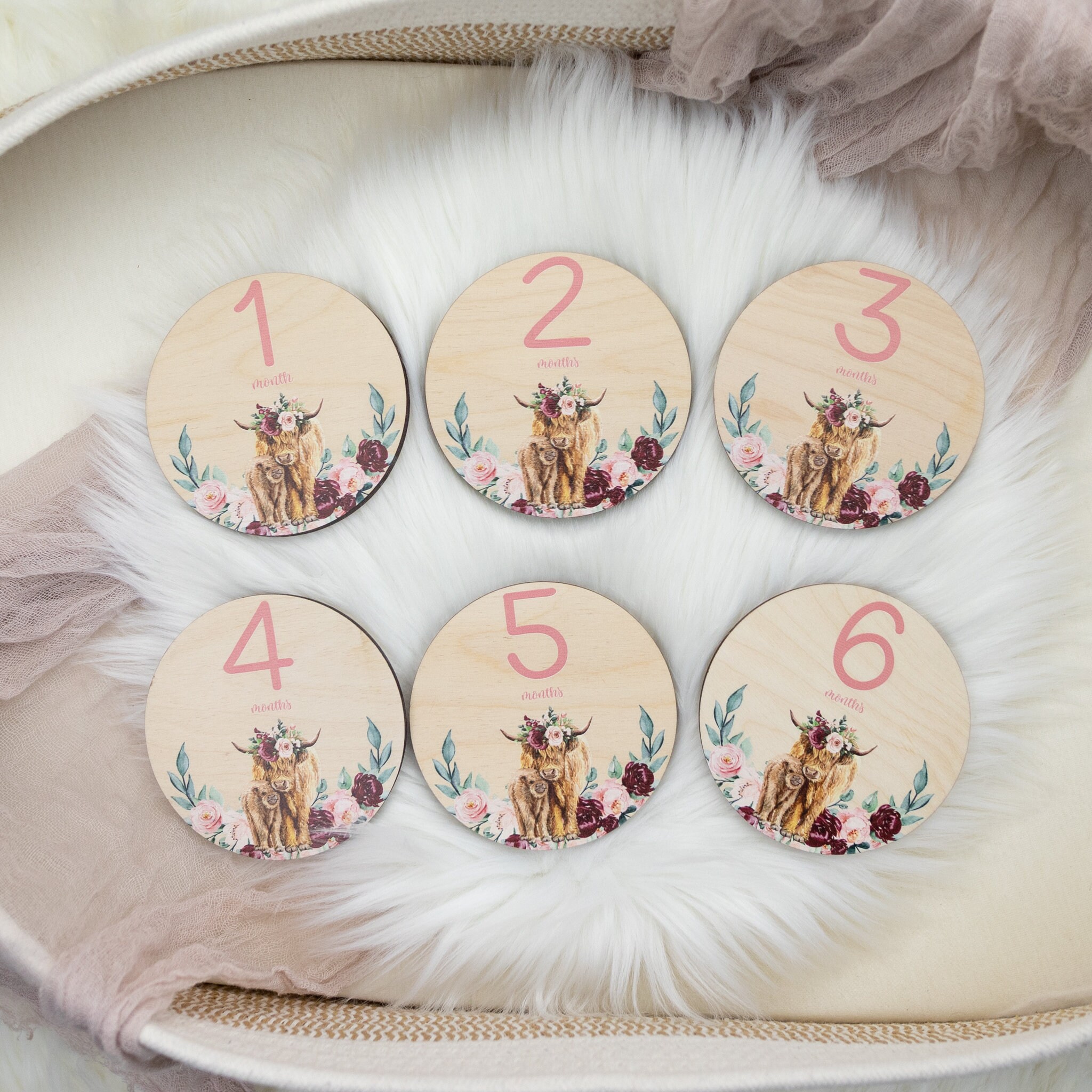 Highland Cow Milestone Cards Baby Milestone Cow Markers Wood - Etsy