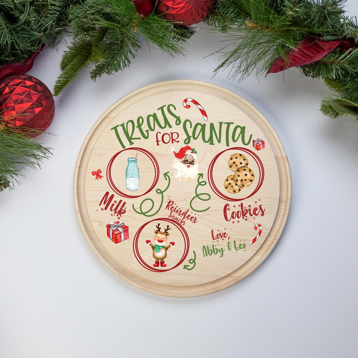 Wooden Santa Milk and Cookie Tray Personalized Santa Cookie - Etsy