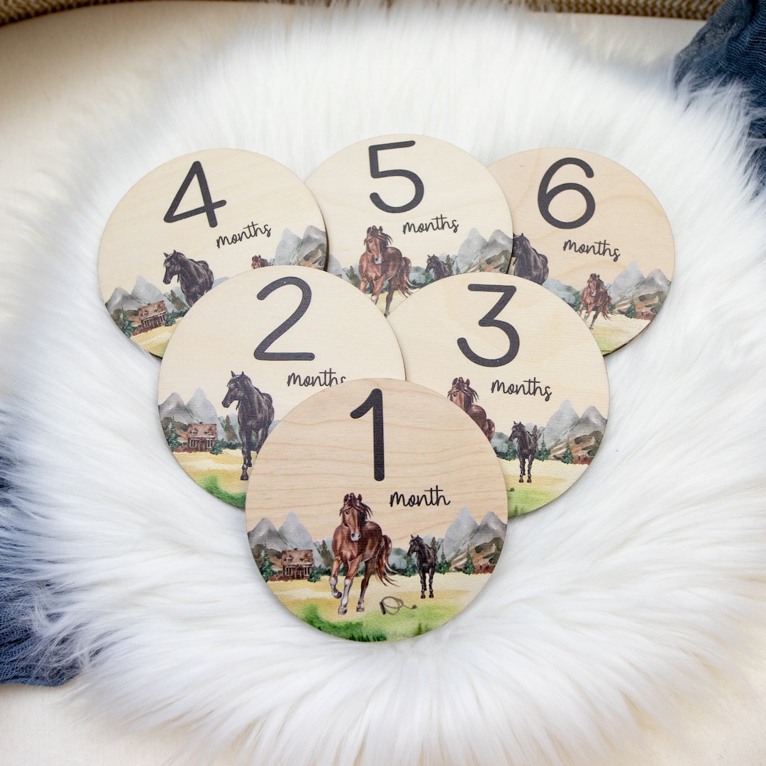 Cowboy Milestone Cards, Horse Milestone Cards, Wood Milestone Card ...