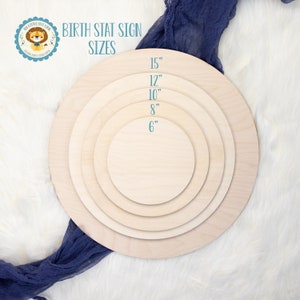 Crescent Moon Birth Stat Sign, Birth Stat Sign, Round Wood Birth Stat ...