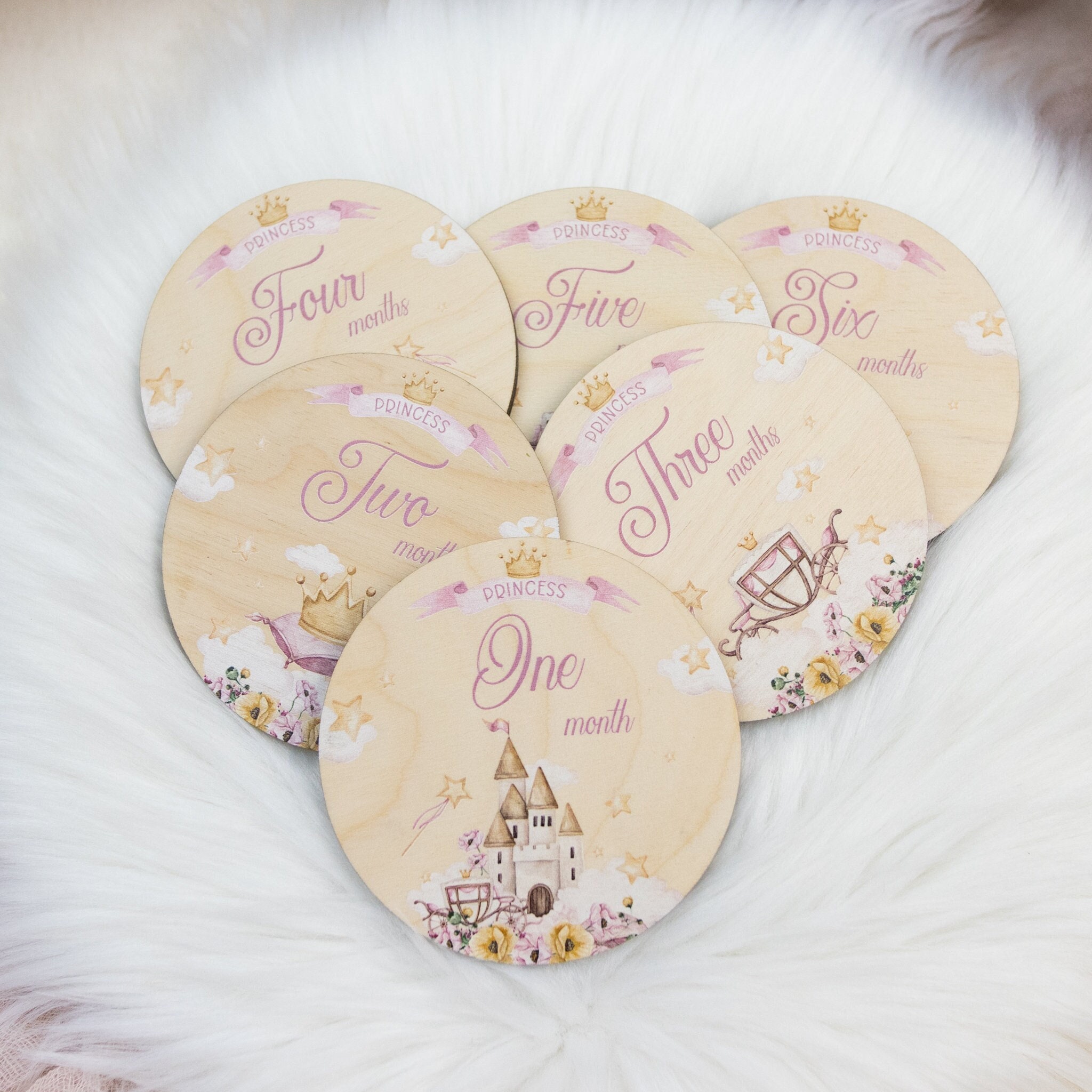 Princess Milestone Cards, Castle Princess Milestone Markers, Wood ...