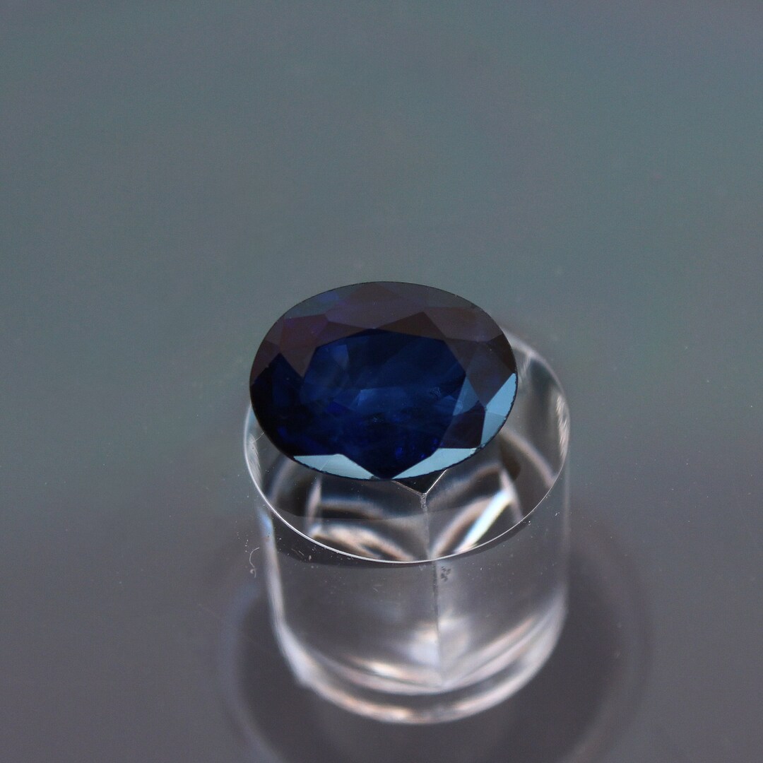 Dark Blue Sapphire Loose Stone 1.28ct Oval Faceted Diffusion Sapphire ...
