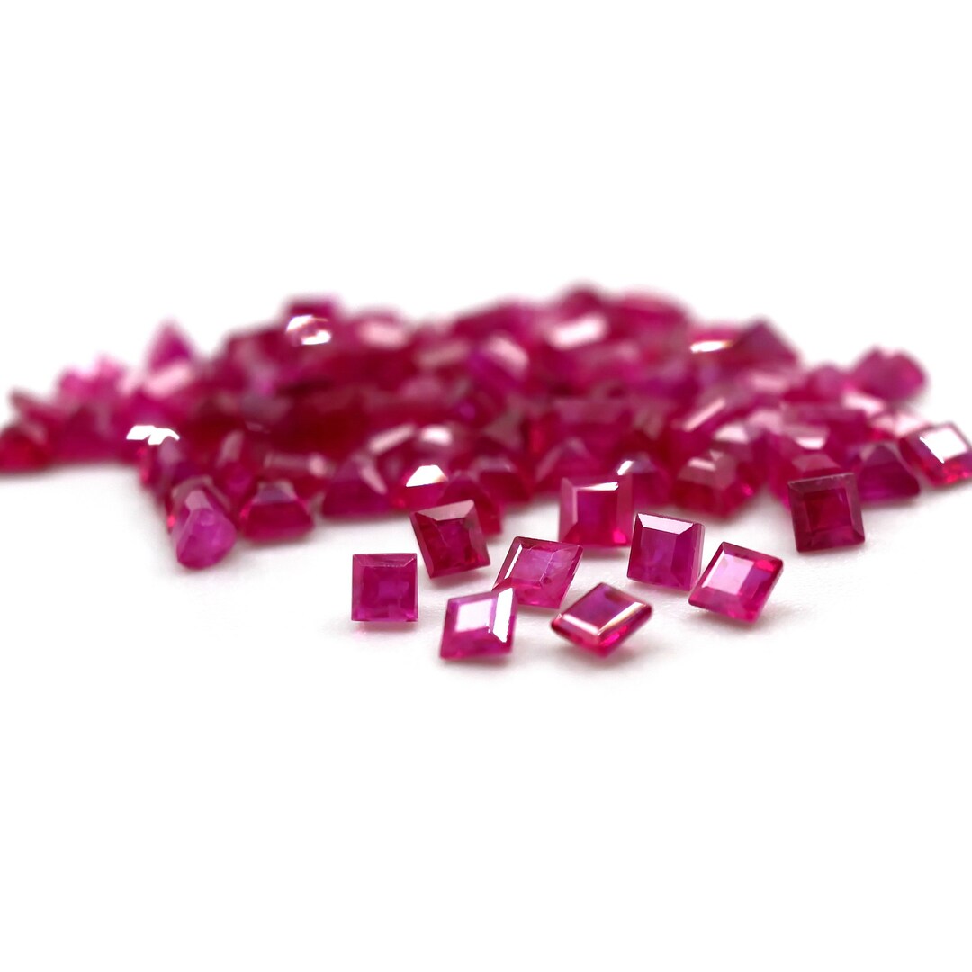 2mm Burmese Ruby Loose Square Cut Gemstone Pair Natural Calibrated ...