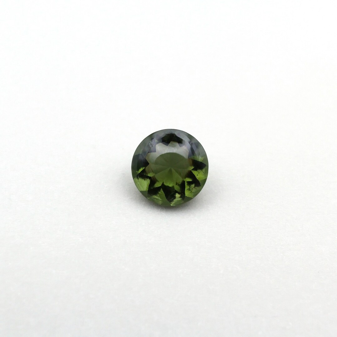 Authentic Moldavite Buff Top Round Cut Gemstone, 8mm, Natural Czech ...