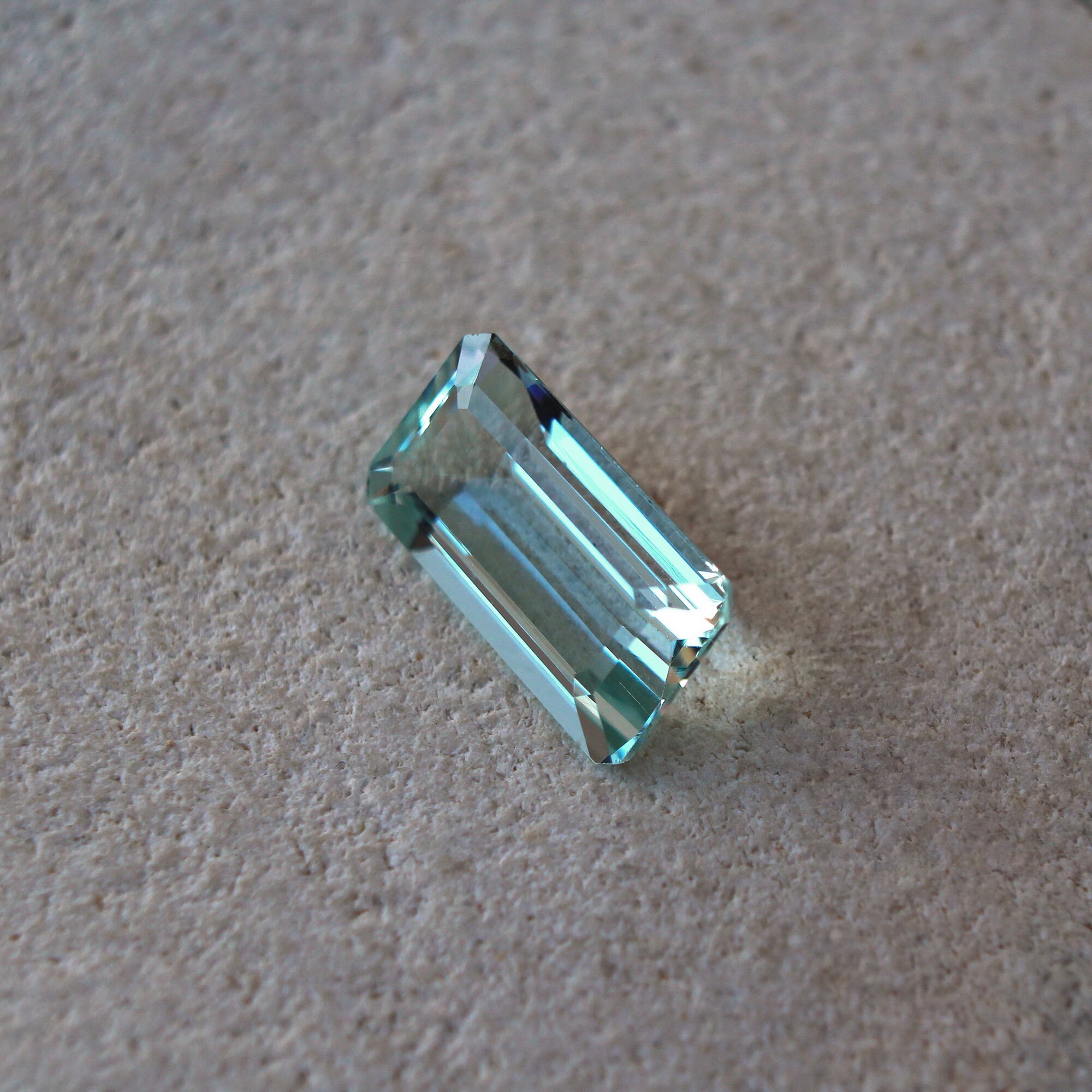 Emerald Cut Aquamarine Gemstone, Excellent Clarity, Pale Blue Color ...