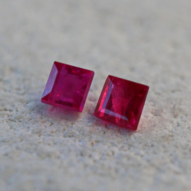 2pcs ruby loose stone Square cut gems Burma ruby gemstone 2mm | Etsy