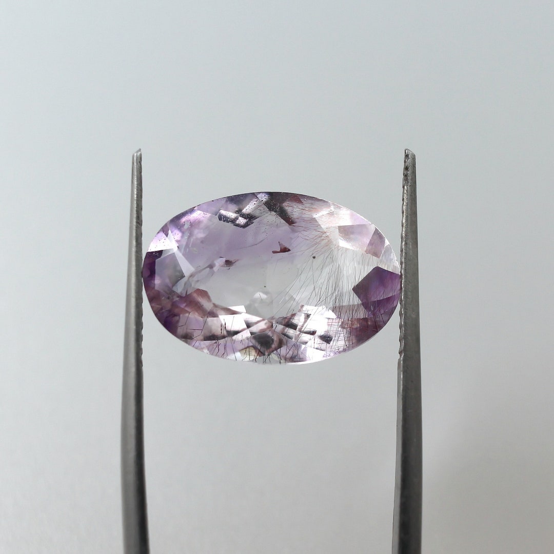 Natural Super Seven Quartz Oval Cut Gemstone With Red Hematite ...