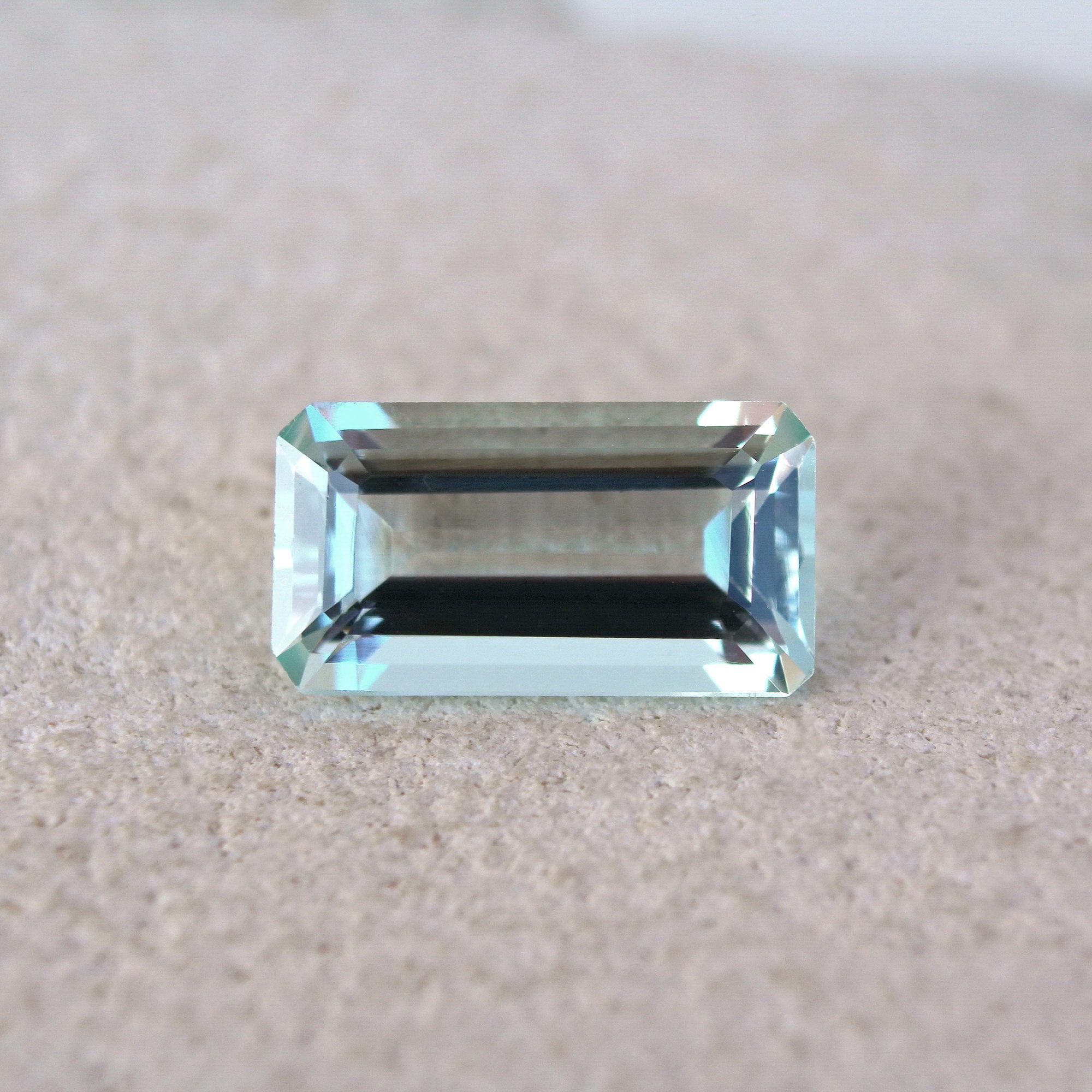 Emerald Cut Aquamarine Gemstone, Excellent Clarity, Pale Blue Color ...