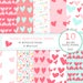 Heart Digital Paper Set with Hand Drawn Patterns | Etsy