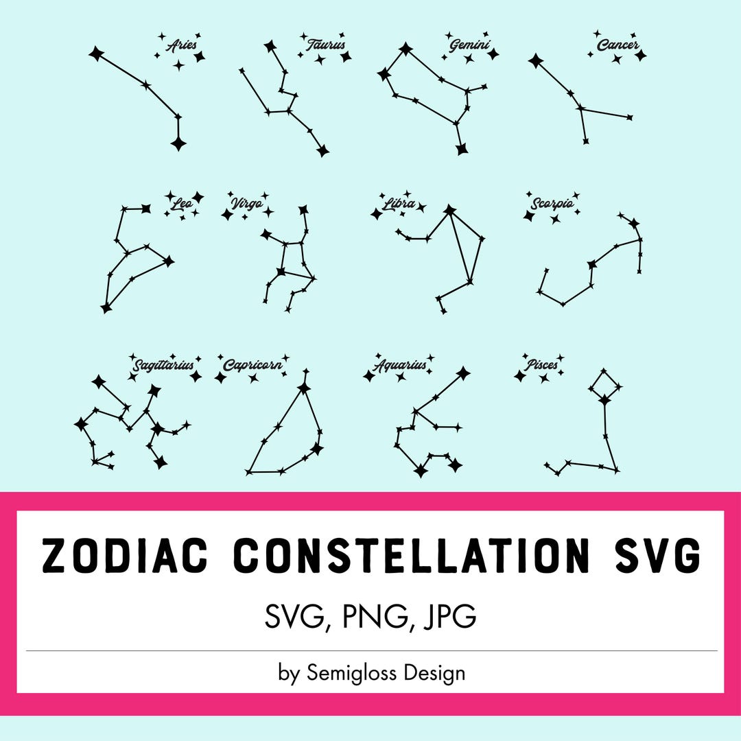 Zodiac Constellation Bundle SVG and Cut Files, Horoscope and Astrology ...