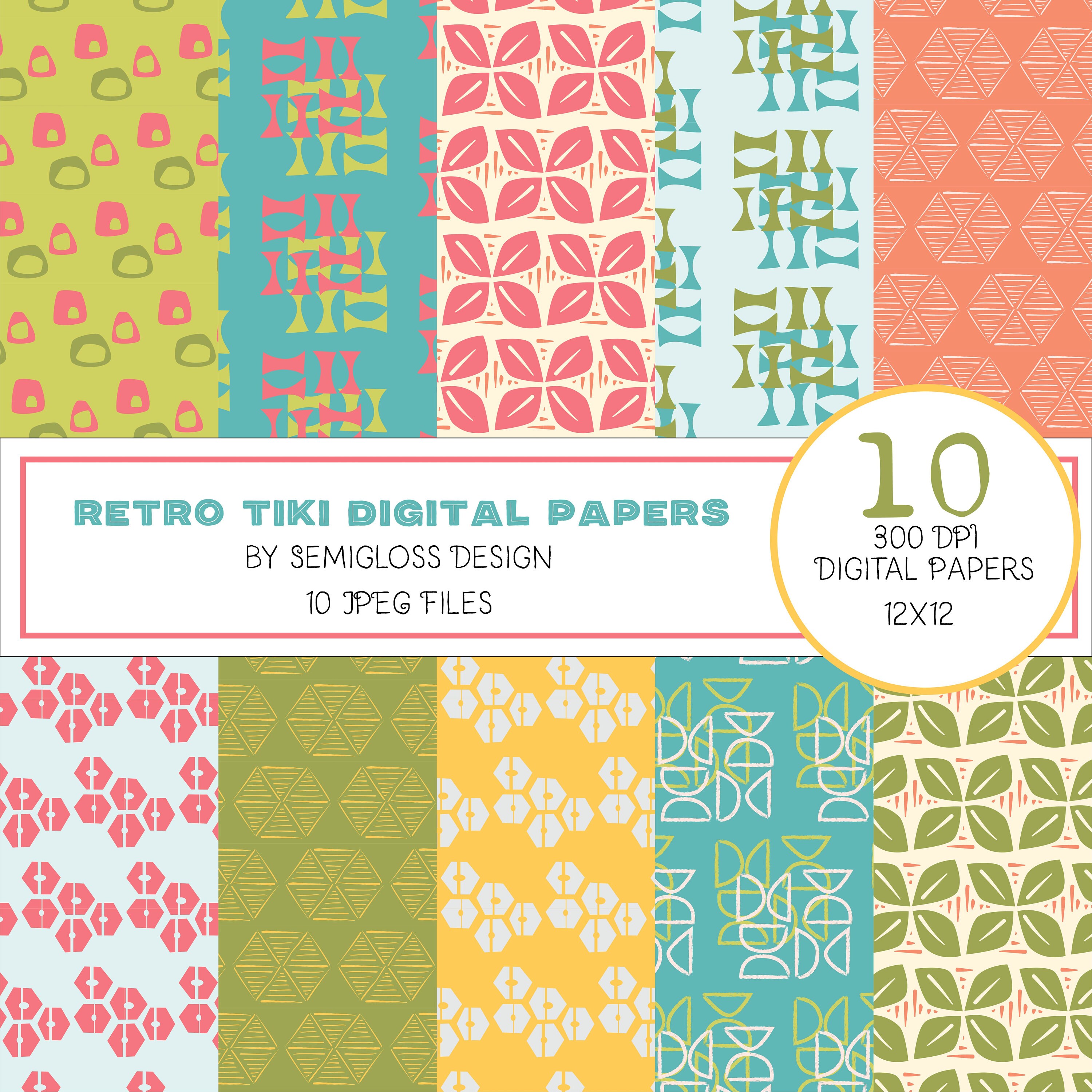 Luau Digital Paper for Summer Tiki Parties - Etsy