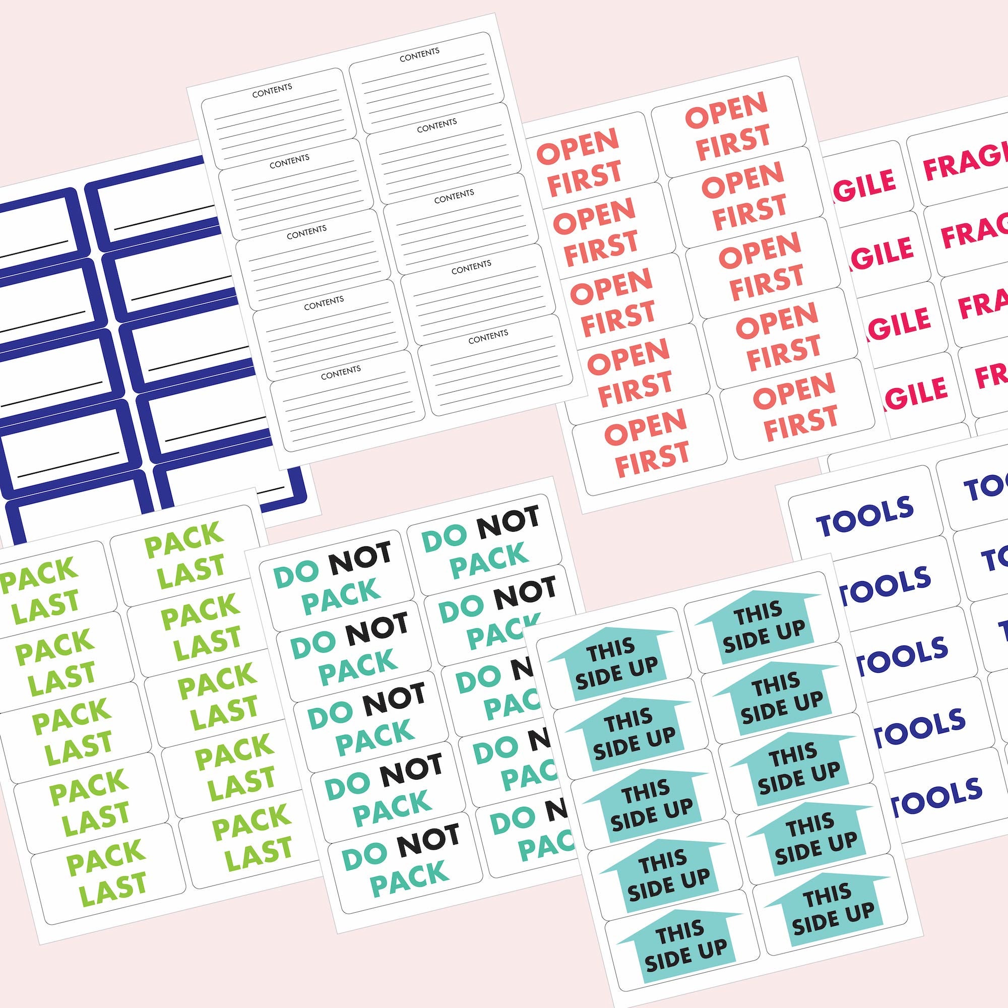 Printable Moving Labels and Inventory Sheets, Fits Avery 55163 Labels ...