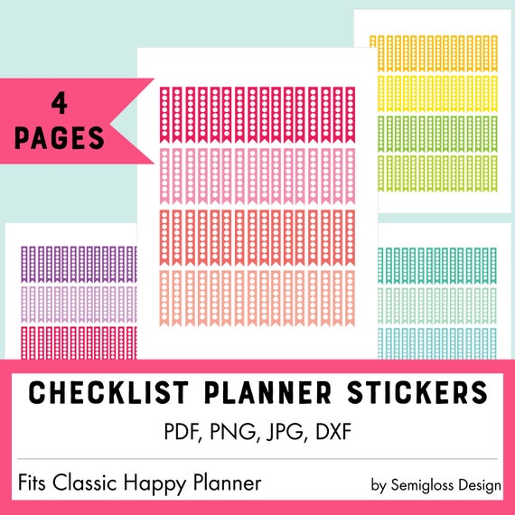 Checklist Sticker Printable for Planners Brightly Colored | Etsy
