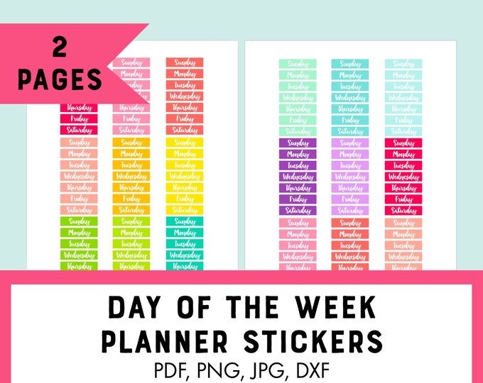 Printable Days of the Week Stickers: Cute Days of the Week Stickers ...