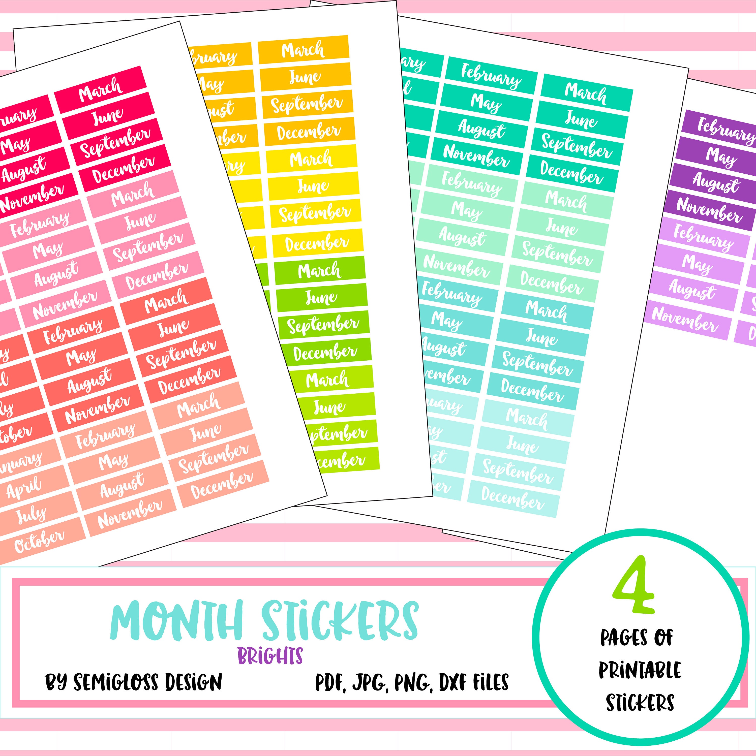Month Covers Printable Stickers for Planners | Etsy