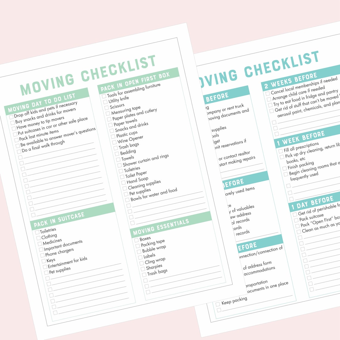 Printable Moving Planner and Checklist, Organize Your Home Move ...