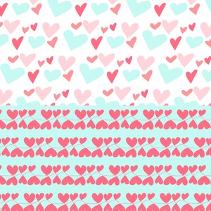 Heart Digital Paper Set With Hand Drawn Patterns - Etsy