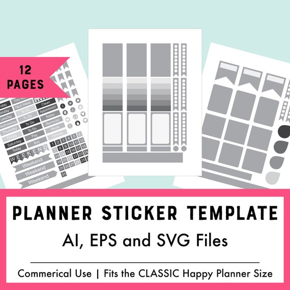Classic Happy Planner Sticker Template for Adobe Illustrator - Etsy