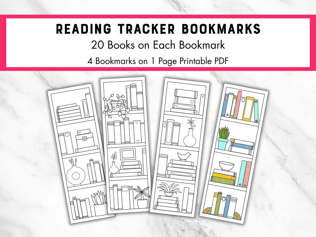 Printable Bookshelf Reading Tracker Bookmarks, Coloring Reading Log for ...
